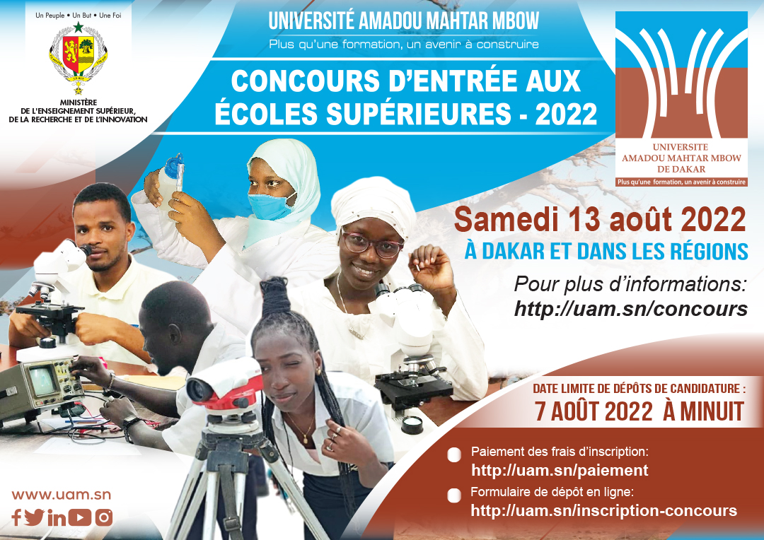 Concours d’entrée aux Ecoles supérieures de l’UAM 2022 – UAM